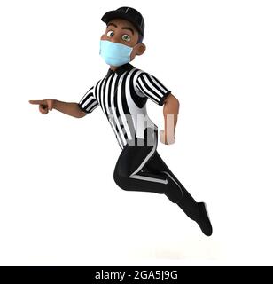Fun 3D illustration of a black referee with a mask Stock Photo - Alamy