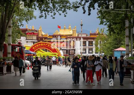 Downtown view of Lhasa city in southwest China's Tibet autonomous ...