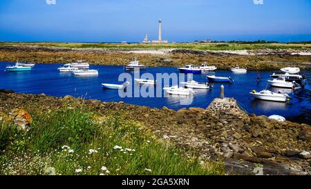 Small ships in Roubary harbor, near Gatteville lighthouse, Manche ...