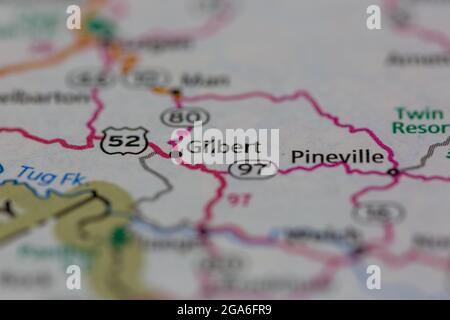 Gilbert Virginia shown on a road map or Geography map Stock Photo - Alamy