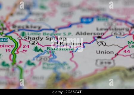 Hinton Virginia shown on a road map or Geography map Stock Photo - Alamy