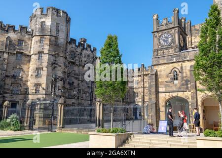 The medieval Keep and clock tower at Lancaster Castle in the City of ...