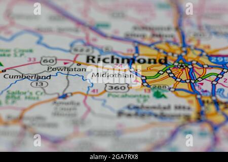 Midlothian Shown on a Geography map or road map Stock Photo - Alamy