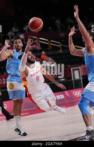 Spain's Ricky Rubio during the Men's Basketball Final, USA vs Spain at ...