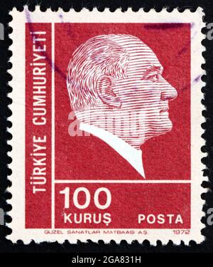 TURKEY - CIRCA 1952: stamp printed by Turkey, shows Ruins, Bergama ...