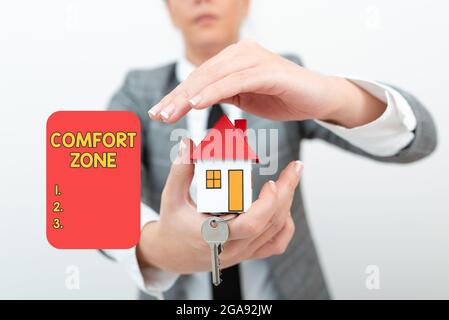 Conceptual caption Comfort Zone. Business concept A situation where one ...