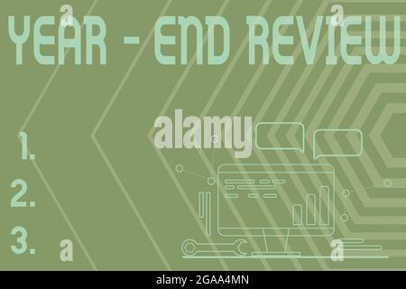 Handwriting text Year End Review. Business showcase annual assessment ...