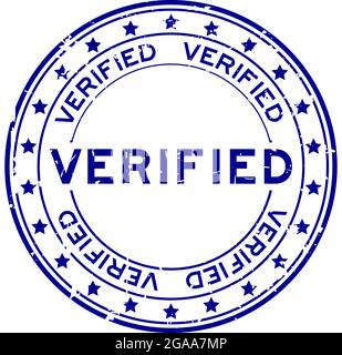 Grunge blue passed word with star icon round rubber seal stamp on white ...