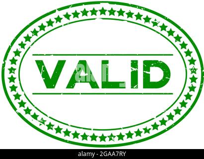 Grunge green valid word oval rubber seal stamp on white background ...