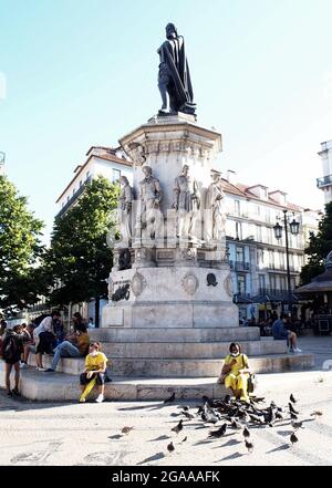 Camoes Monument, unveiled in 1867, located in Luis de Camoes Square in ...