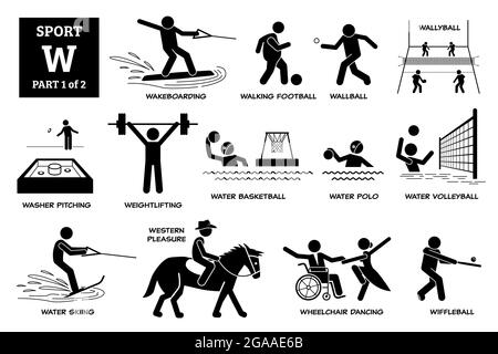 Sport games alphabet J vector icons pictogram. Jai alai, javelin, judo ...