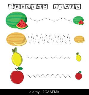Tracing pattern lines worksheet for kindergarten, preschool and ...