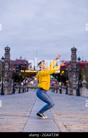 hispanic young female contemporany dancer joyful rhythm. Lifestyle ...