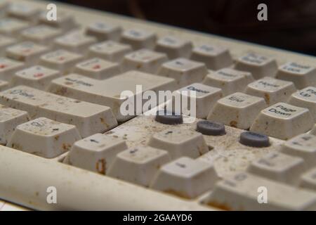 A fragment of a dirty and dusty computer keyboard close-up Stock Photo ...