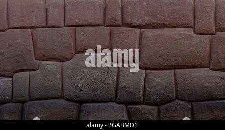 Detail of Inca's perfect stonework. Wall of former palace of Inca Roca ...