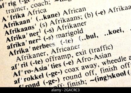 Afikaans / Afrikaner translated in an Afrikaans-English dictionary ...