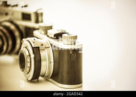 Vintage style manual film camara with old style processed Stock Photo ...