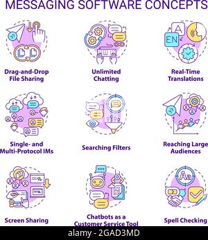 Messaging outline icons collection. Texting, Chatting, Messaging, Instant, Emailing ...
