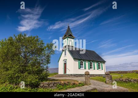 Thingvallakirkja church in Thingvellir National park, Arnessysla ...