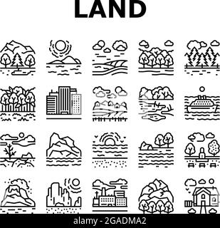 Land Scape Nature Collection Icons Set Vector Stock Vector Image & Art ...