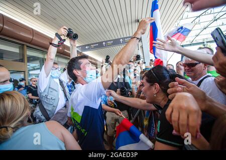 Zgornji Brnik, Slovenia. 30th July, 2021. Slovenian road cycling ...