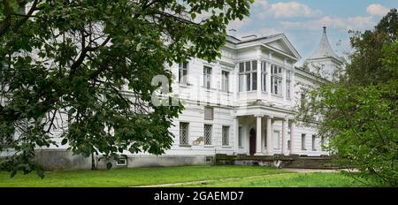 Palace in Falenty, Poland. Early Baroque building with towers and ...