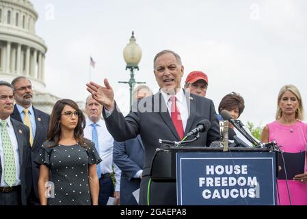 House Freedom Caucus Chair Andy Harris (R-Md.) speaks with reporters at ...