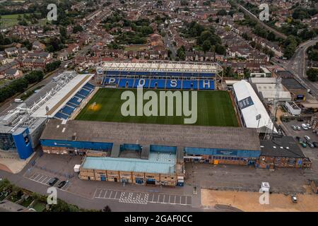 Aerial View of The POSH Peterborough Football Club Stadium Drone Weston ...