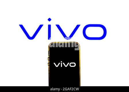 In this photo illustration a Vivo Communication Technology logo seen ...