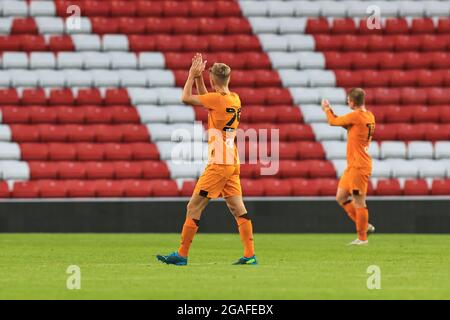 Matty Jacob of Hull City applauds the fans after the game during the ...