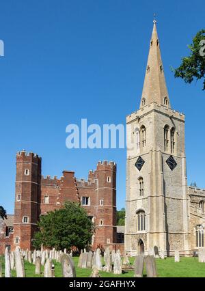 St Marys church and Buckden Towers, Buckden village, Cambridgeshire ...