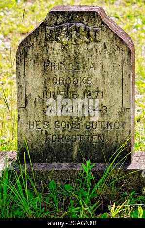 A headstone stands in Blakeley Cemetery in Historic Blakeley State Park ...