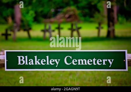 Concrete crosses stand in Blakeley Cemetery in Historic Blakeley State ...