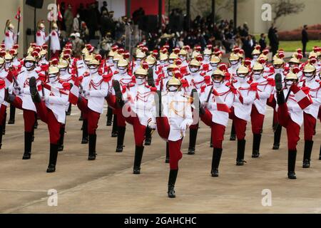 Lima, Peru. 30th July, 2021. Peruvian police special forces marching on ...