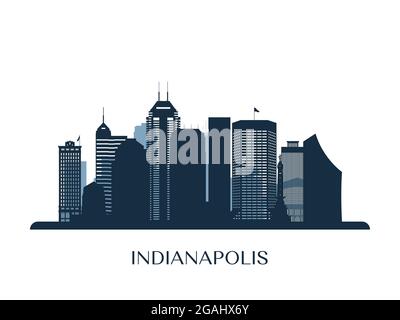 Vector illustration of Indianapolis, monochrome horizontal poster with ...
