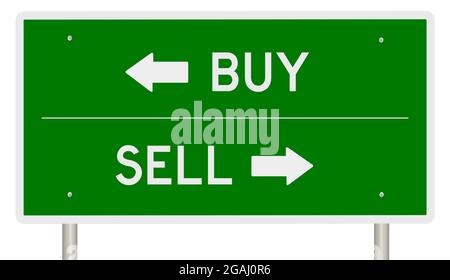 Rendered green highway sign illustrating a choice Stock Photo - Alamy