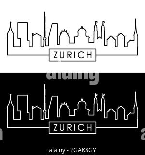 Zurich cityscape line art vector illustration Stock Vector Image & Art ...