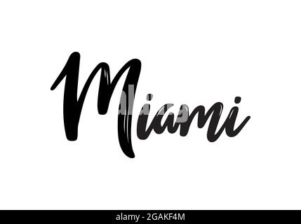 Hand drawn Miami word as banner or logo. Lettering for postcard ...