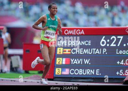 TOKYO, JAPAN - AUGUST 1: Lomi Muleta of Ethiopia competing on Women's ...