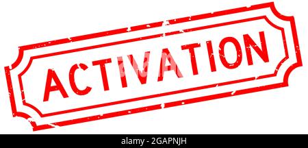 Grunge red activation word square rubber seal stamp on white background ...