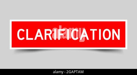 Square label sticker with word clarified in green color on gray ...