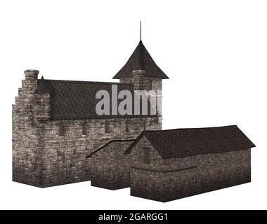 Ancient building made of stone digitally rendered 3d illustration Stock ...