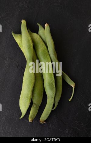 Container vegetables, Dwarf runner, 'Hestia' and Dwarf Bean 'Purple ...
