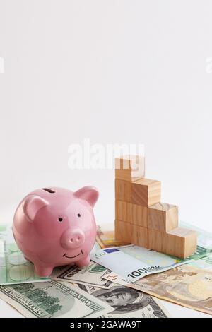 American dollar banknotes and graph on black background Stock Photo - Alamy