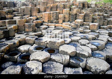 Northern Ireland landmarks. The Giant's Causeway in North Antrim Stock ...