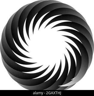 Circular, radial icon, motif, mandala shape. Swirl, twirl, helix ...