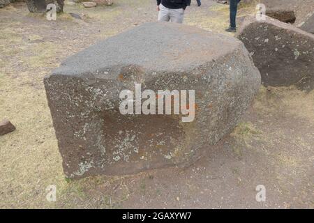 Inca cemetery Puno near shores of Lake Titicaca pre Inca village Peru ...