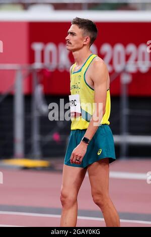Tokyo, Japan, 1 August, 2021. Brandon Starc of Team Australia sits on ...