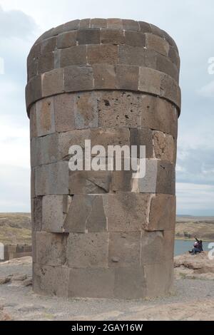 Inca cemetery Puno near shores of Lake Titicaca pre Inca village Peru ...