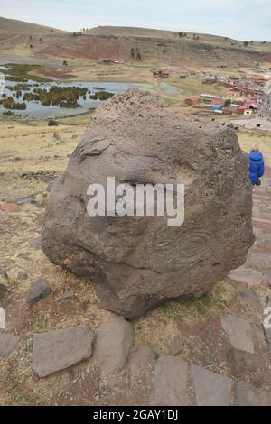 Inca cemetery Puno near shores of Lake Titicaca pre Inca village Peru ...